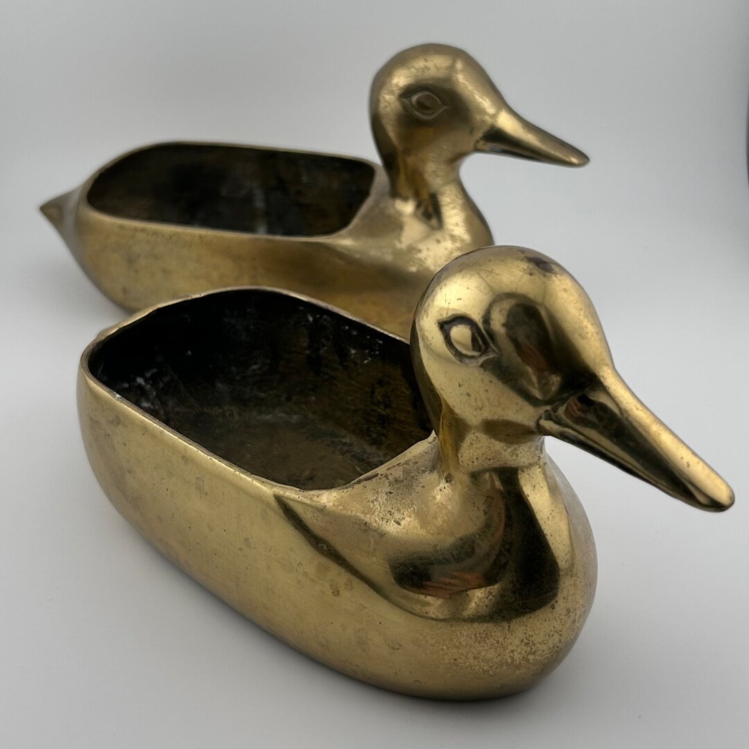 Vintage Mid Century Solid Brass Duck Planters (set of 2) 1970 - Etsy