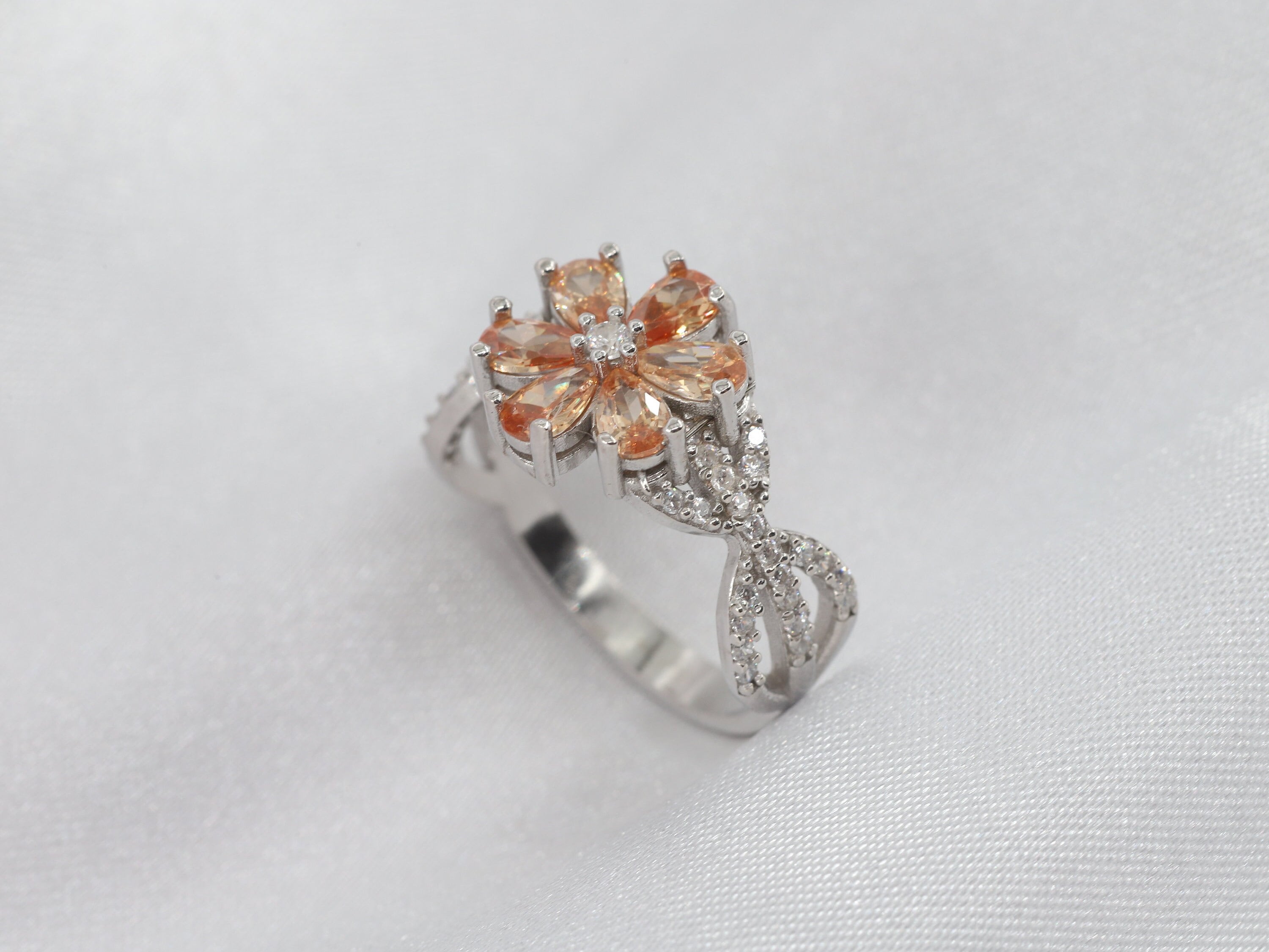 Orange Lotus Flower Sterling Silver Ring, Women's Anniversary Band - Etsy