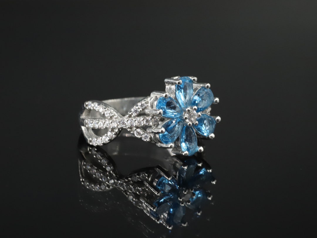 Blue Lotus Flower Ring Silver Women Ring Eda Yildiz Ring Sterling ...