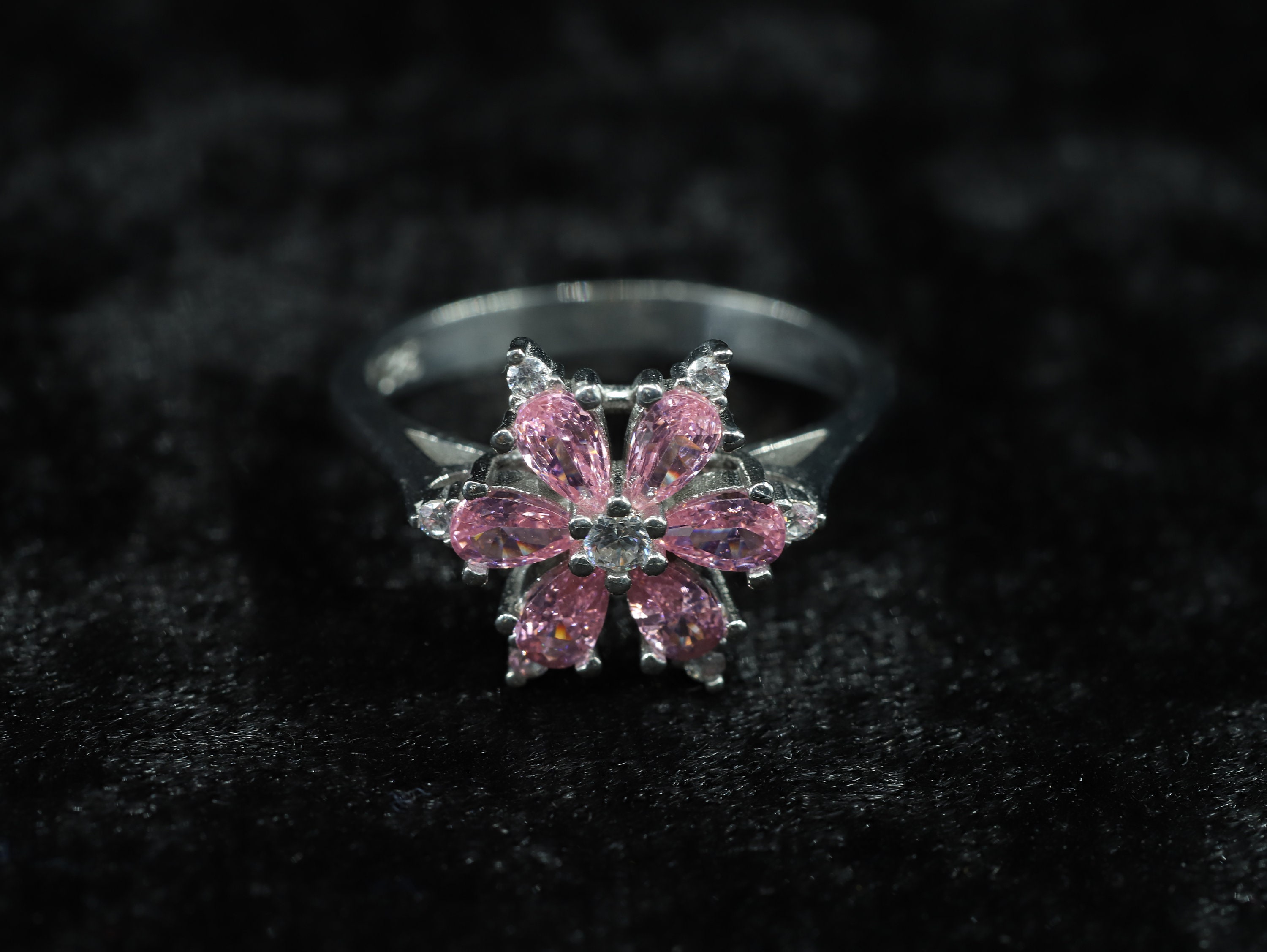 Pink Flowers Ring, Lotus Flower Ring, Pink Sapphire Ring, Sterling ...