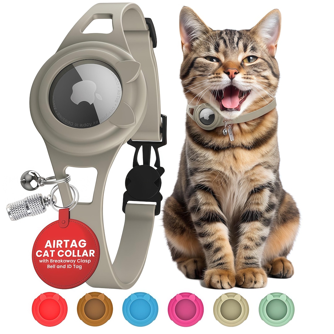 AirTag Cat Collar - Hypoallergenic Cat Collar With AirTag Holder, ID ...