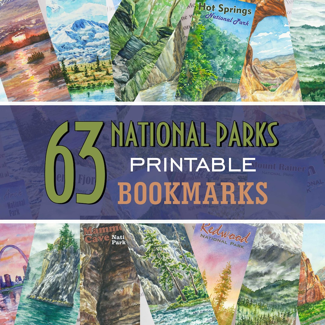 63 National Parks Printable Bookmarks, Watercolor Bookmarks, Watercolor ...