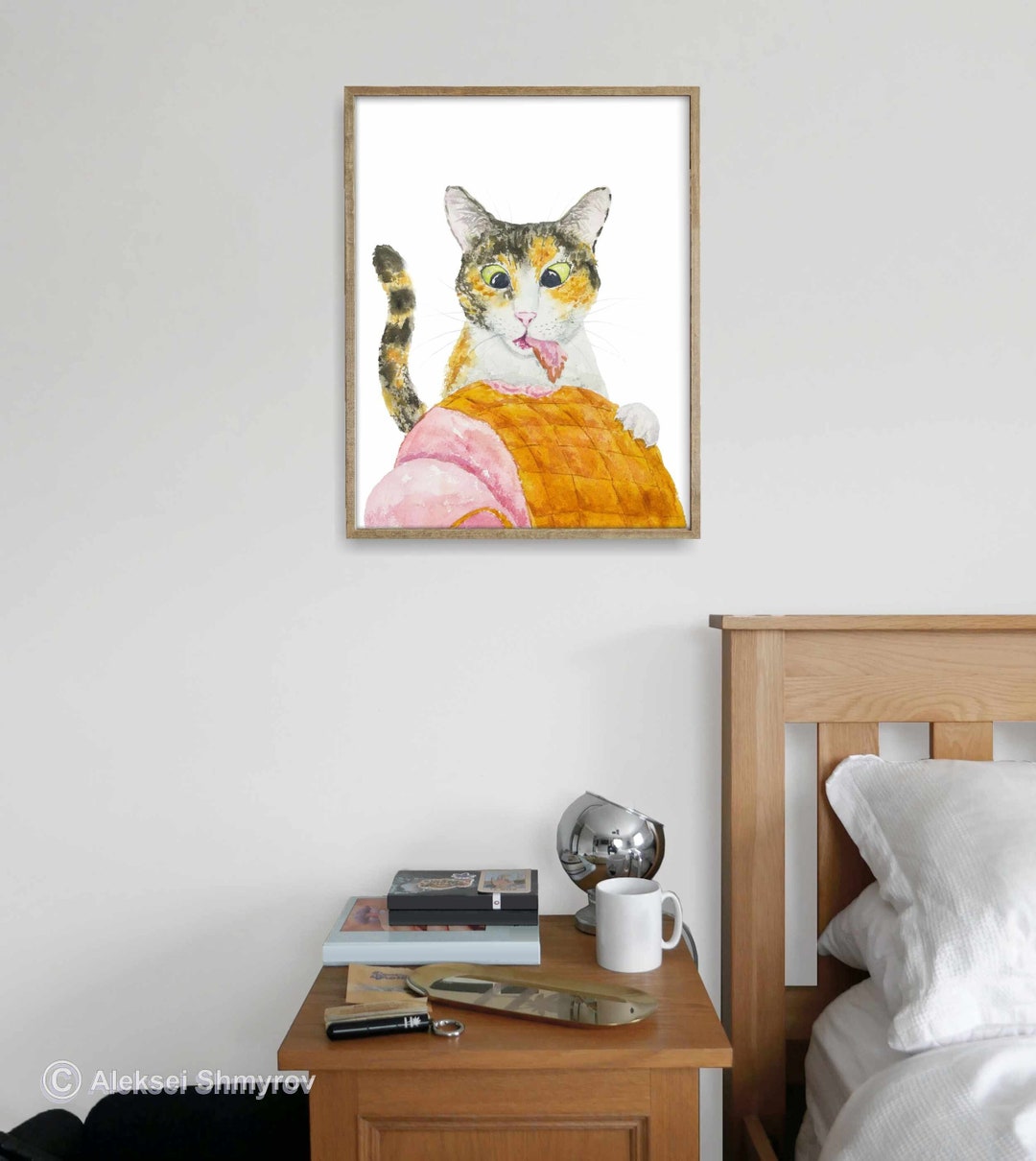 Calico Cat and Ham Print, Printable Cat Decor, Cat Art, Funny Cat Art ...