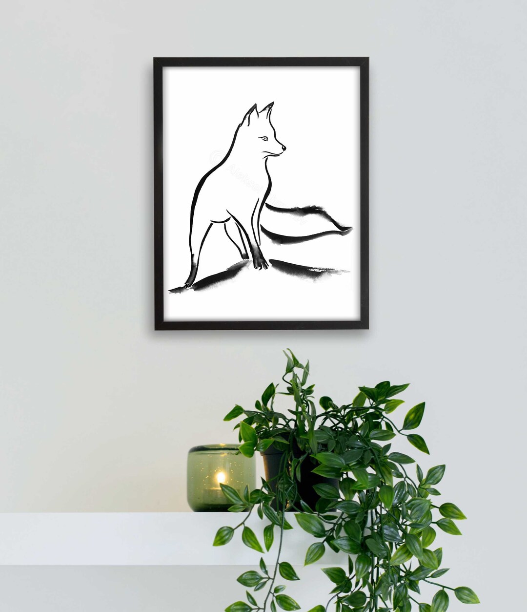 Printable Line Art Fox Print, Fox Decor, Fox Painting, Fox Lover Gift ...