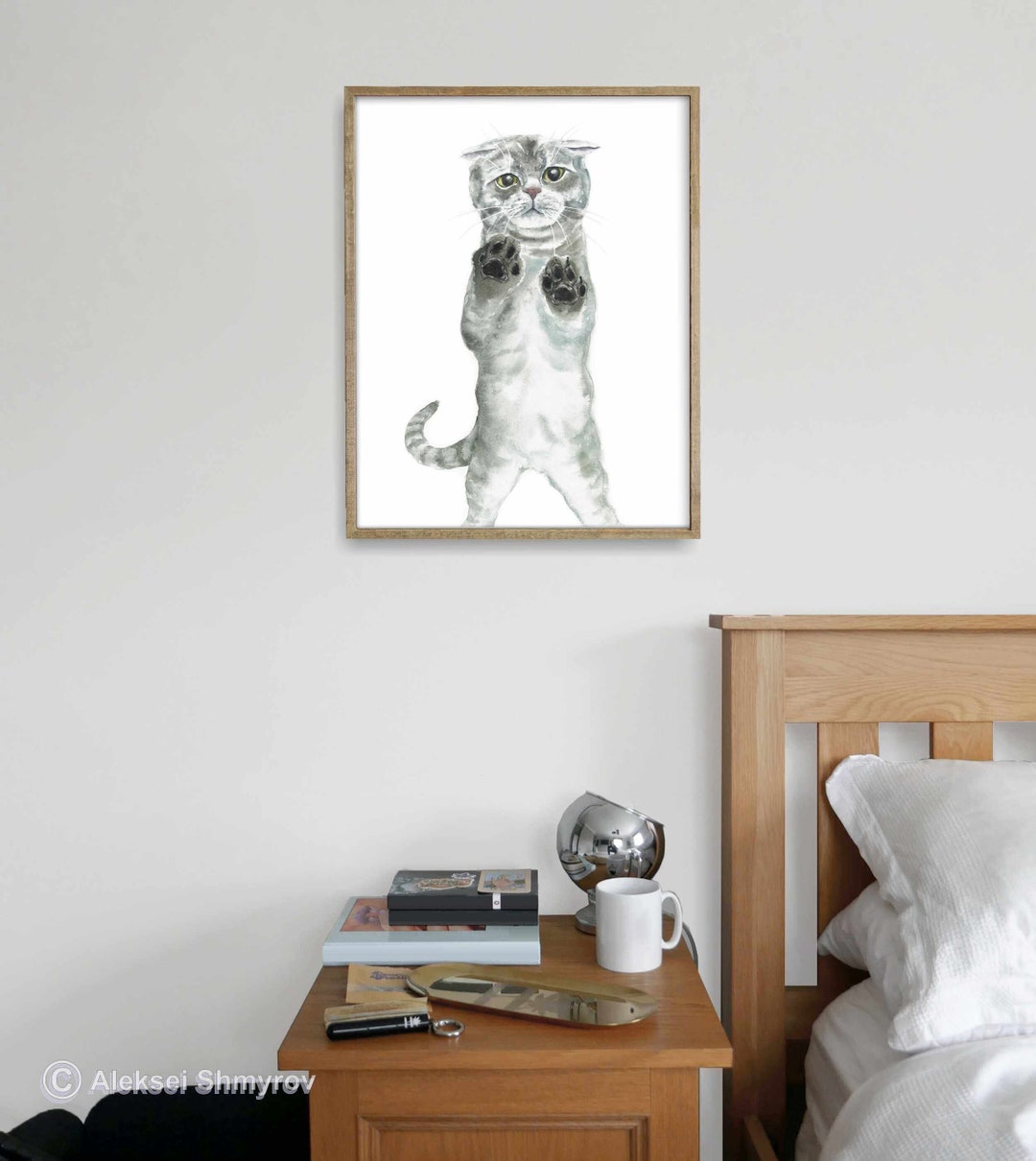 Gray Tabby Cat Print, Printable Cat Decor, Cat Art, Funny Cat Art, Cat ...