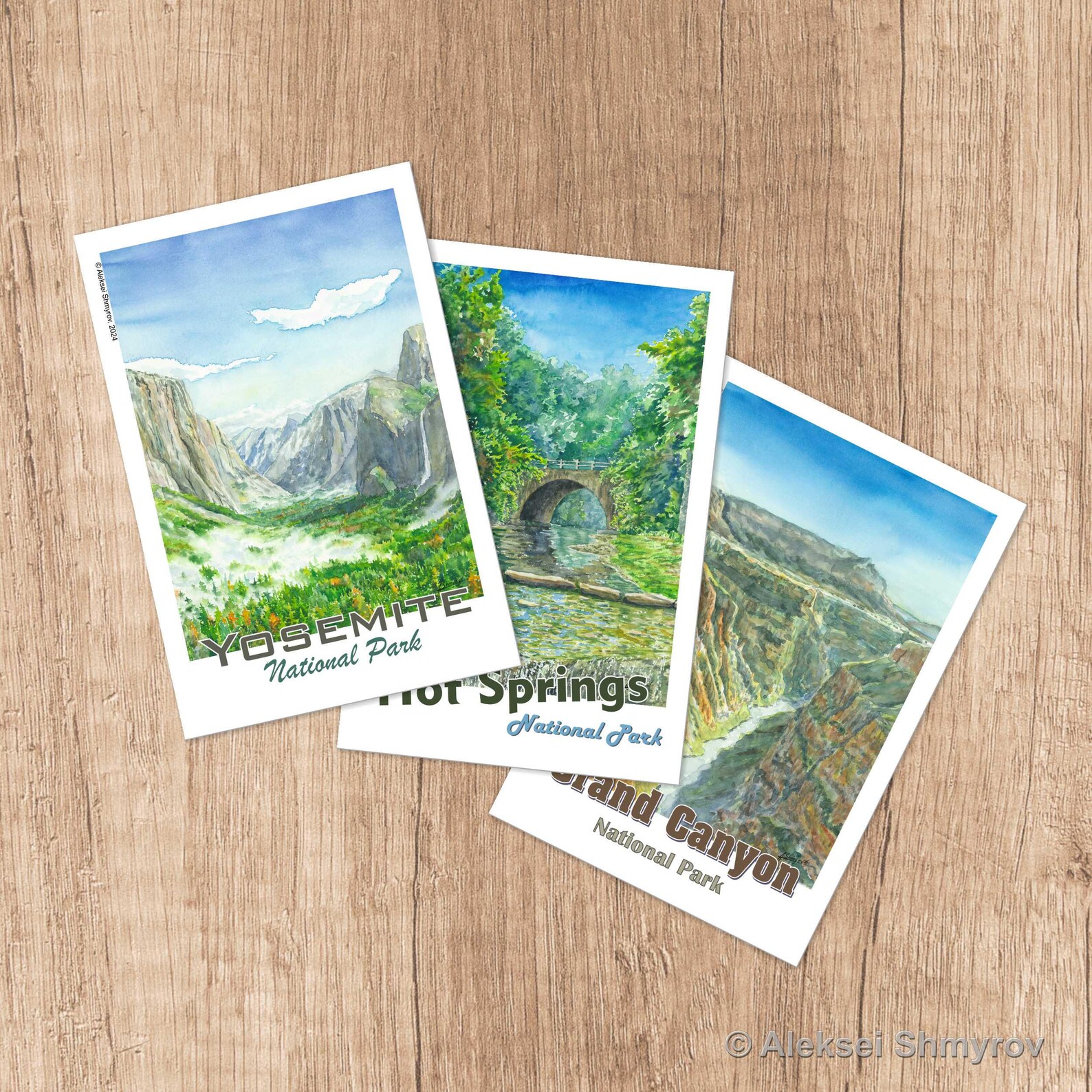 63 National Parks Postcards, Watercolor Landscape Painting, Watercolor ...