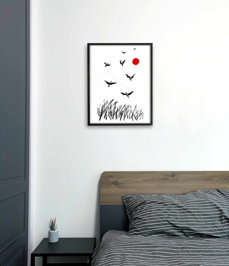 Printable Line Art Birds Print, Bird Decor, Bird Painting, Ink Art, Ink ...