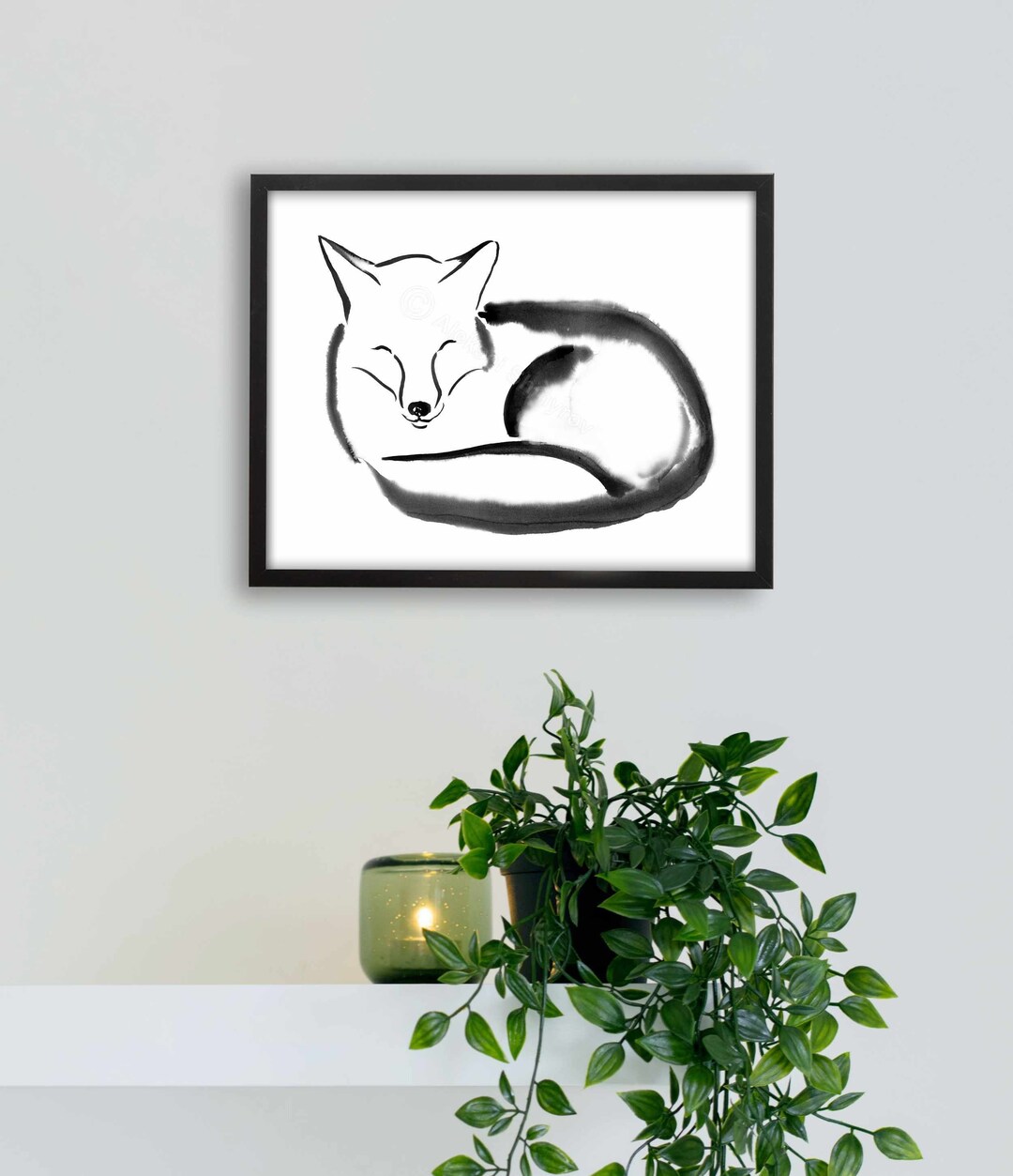 Printable Line Art Fox Print, Fox Decor, Fox Painting, Fox Lover Gift ...