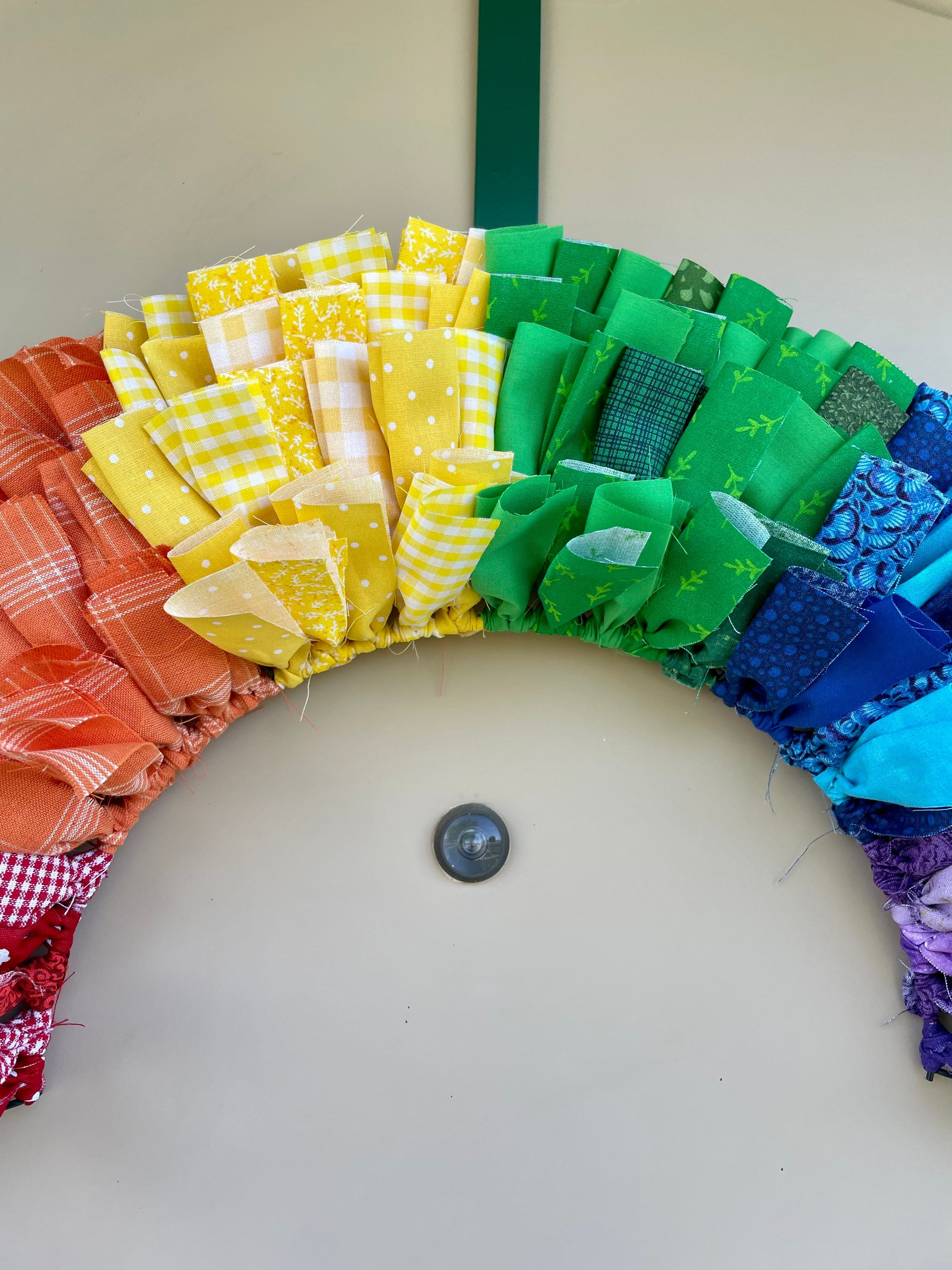 Rainbow Rag Wreath, Rainbow Door Decor, Rainbow Wall Hanging, Pride Rag ...