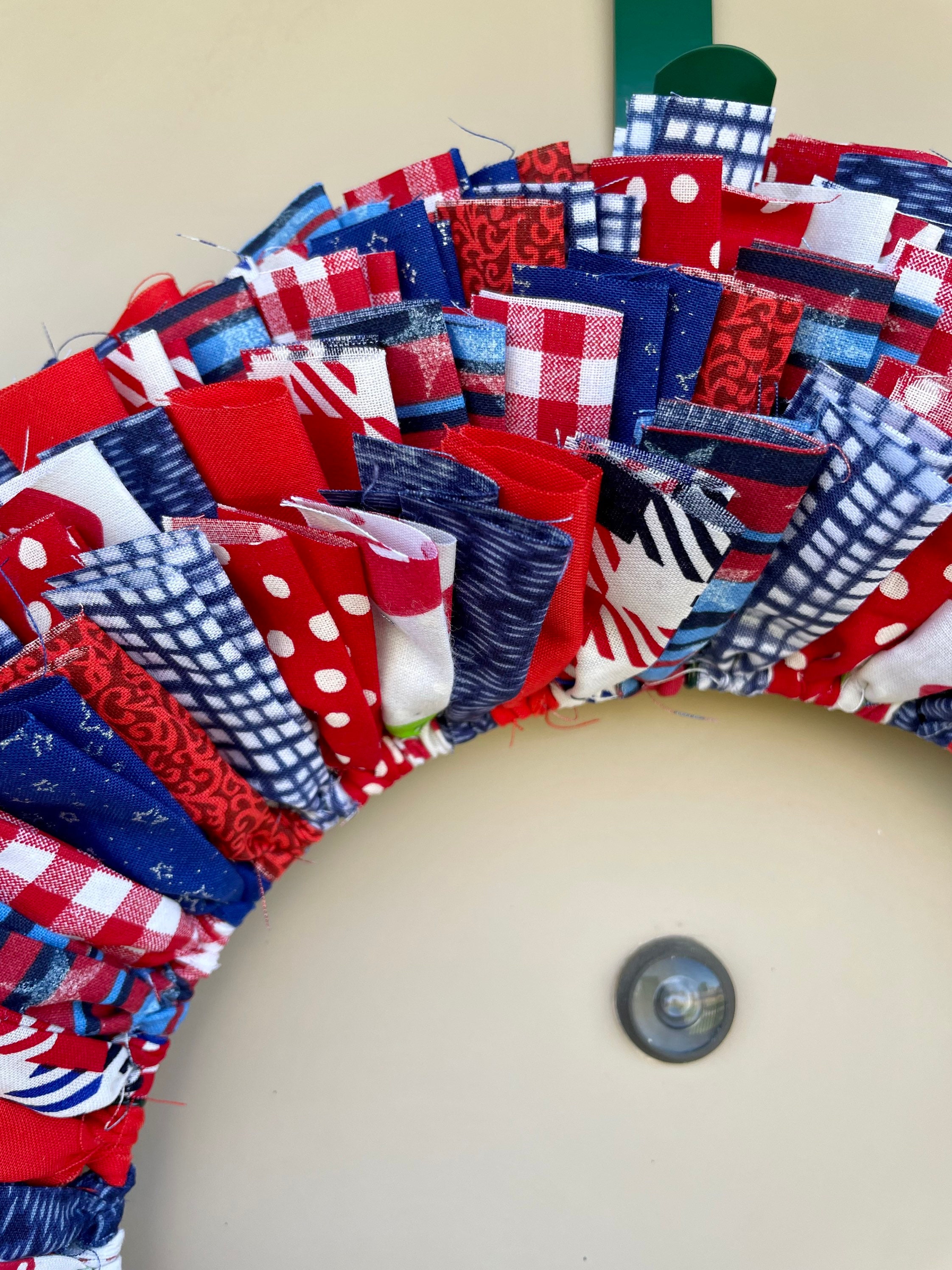 Patriotic Rag Wreath, Patriotic Door Decor, Red White and Blue Wall ...