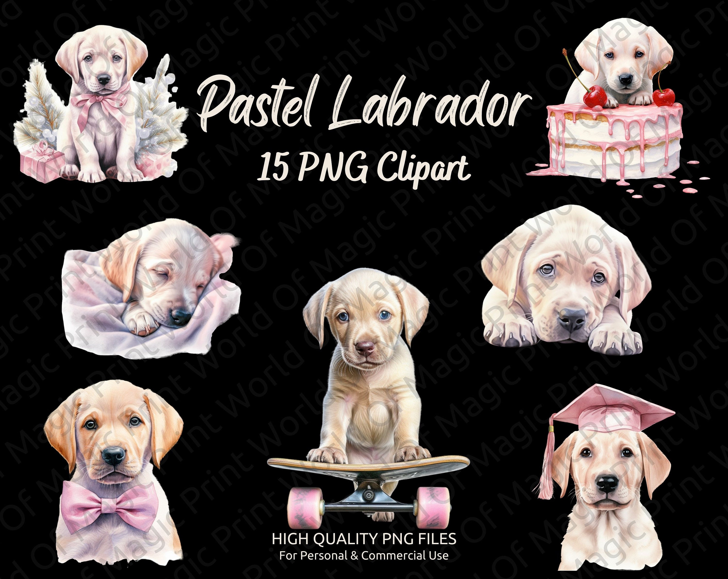 Labrador Retriever Clipart 15 Commercial Use PNG Pink - Etsy