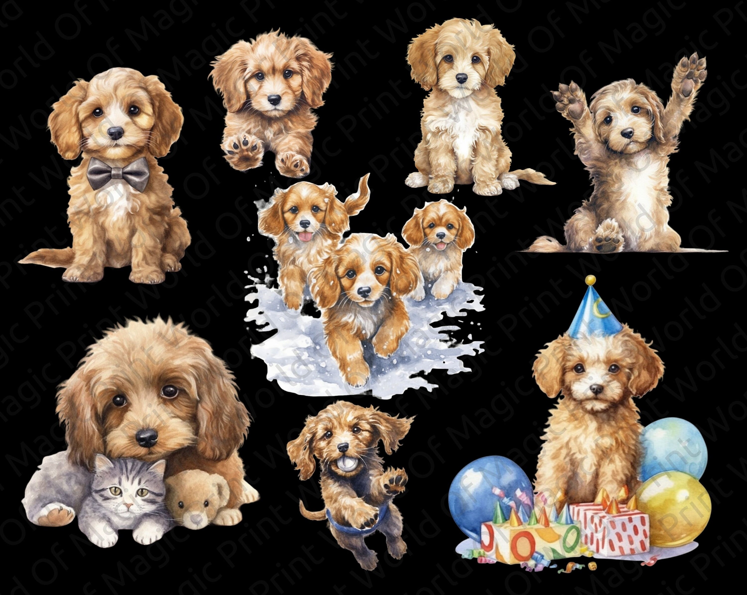 Cavapoo Clipart 15 High Quality PNG Watercolor Clip Art - Etsy