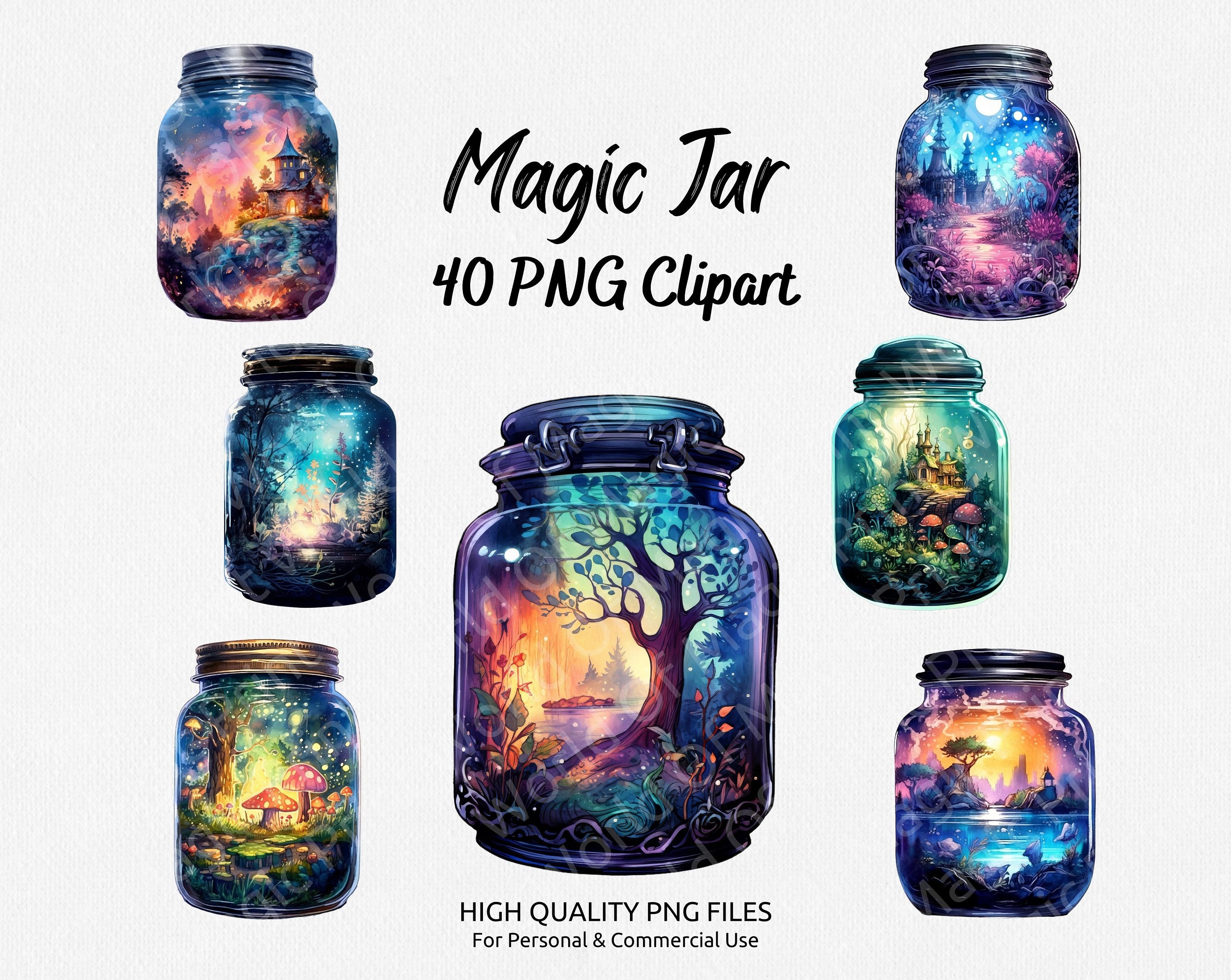 Magic Jar Clipart 40 PNG Watercolor Clip Art Magical Fantasy, Fairytale ...