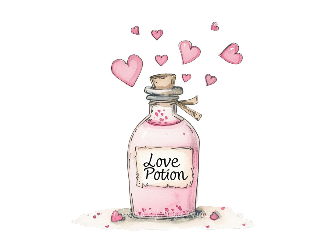 Love Potion Clipart, Watercolor Valentines Day Clipart, 15 High Quality ...