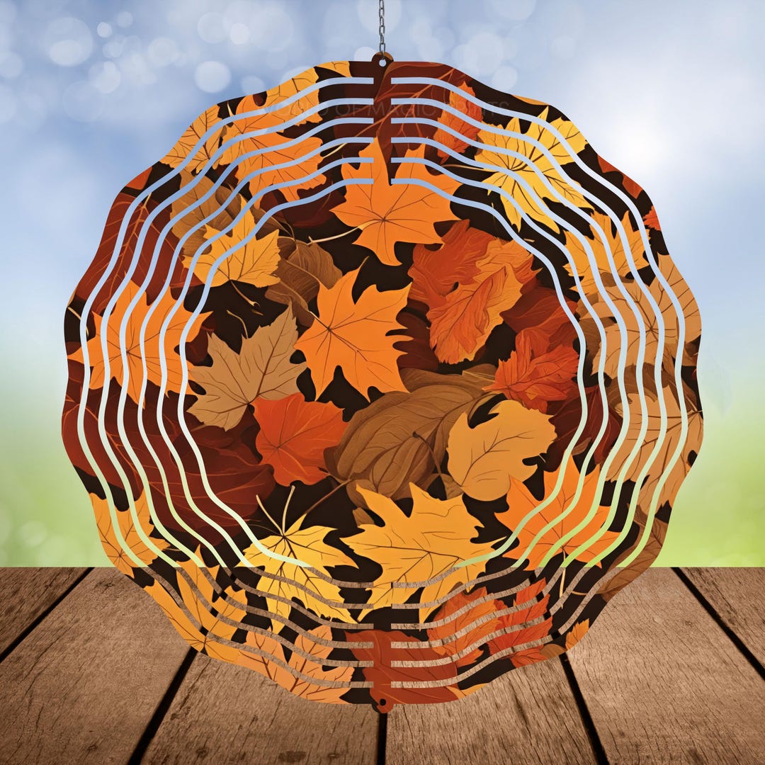 Autumn Leaves Pattern Wind Spinner PNG Sublimation Design Fall Leaves ...