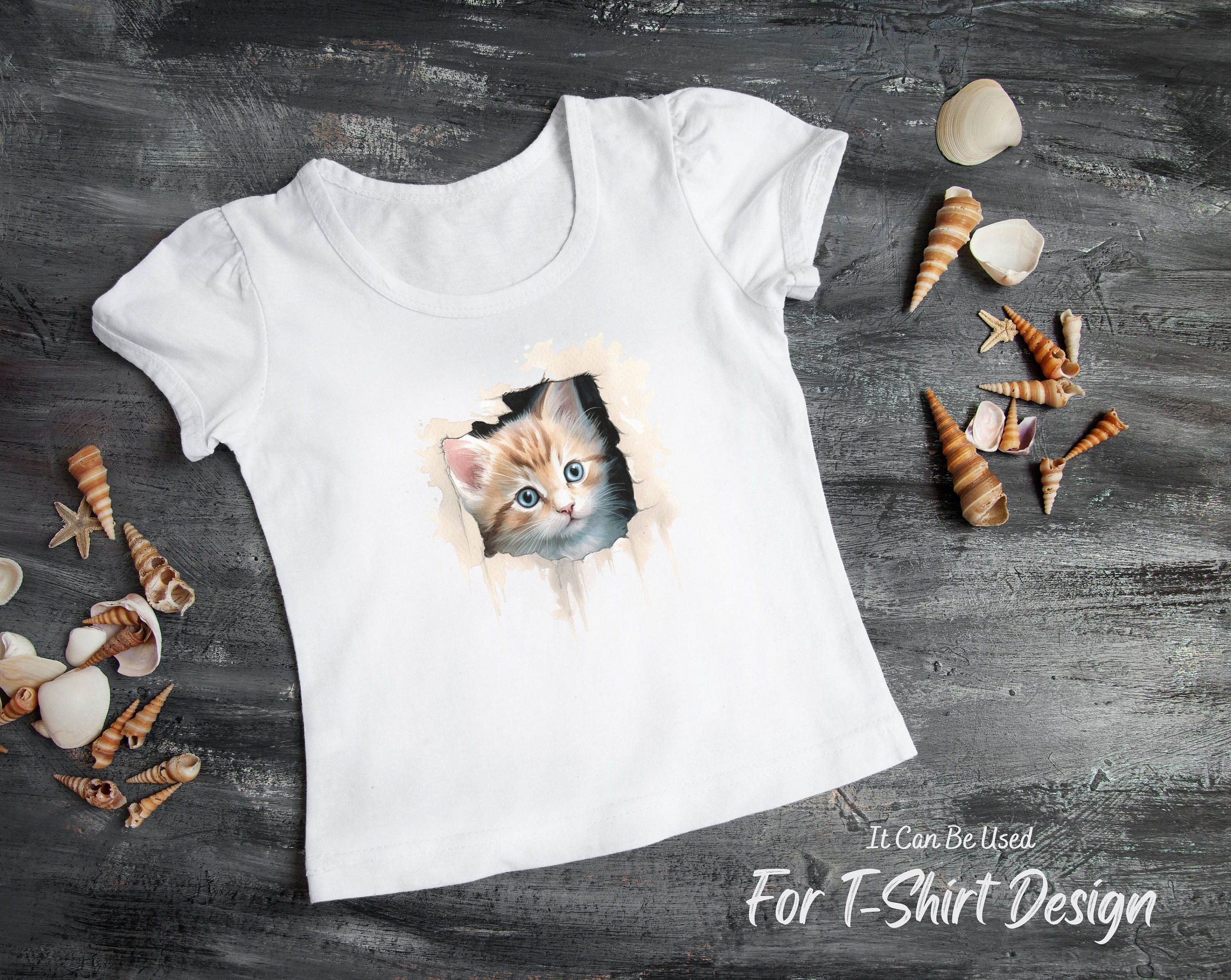 Peeking Cat Clipart Commercial Use, Cute Watercolor Cat Clip Art, 10 ...