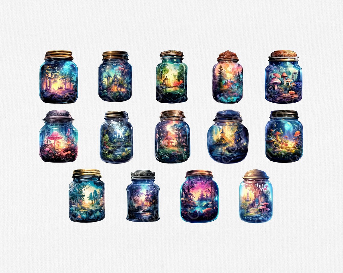 Magic Jar Clipart | 40 PNG Watercolor Clip Art Magical Fantasy ...