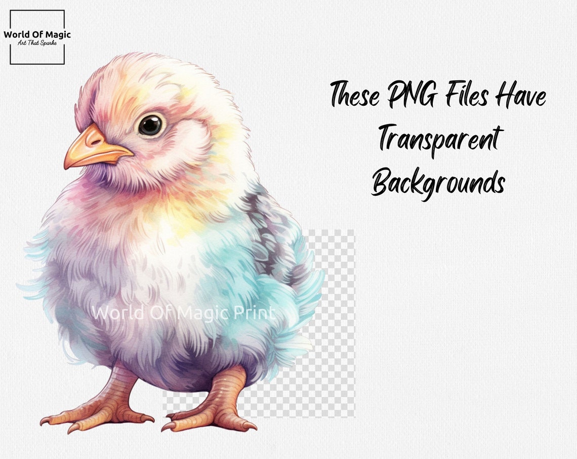 Pastel Watercolor Chick Clipart, Cute Baby Chicken, 15 PNG Files for ...