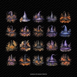 Halloween Witch Hat PNG, 20 Watercolor Witch Hat Clipart Bundle Fall ...