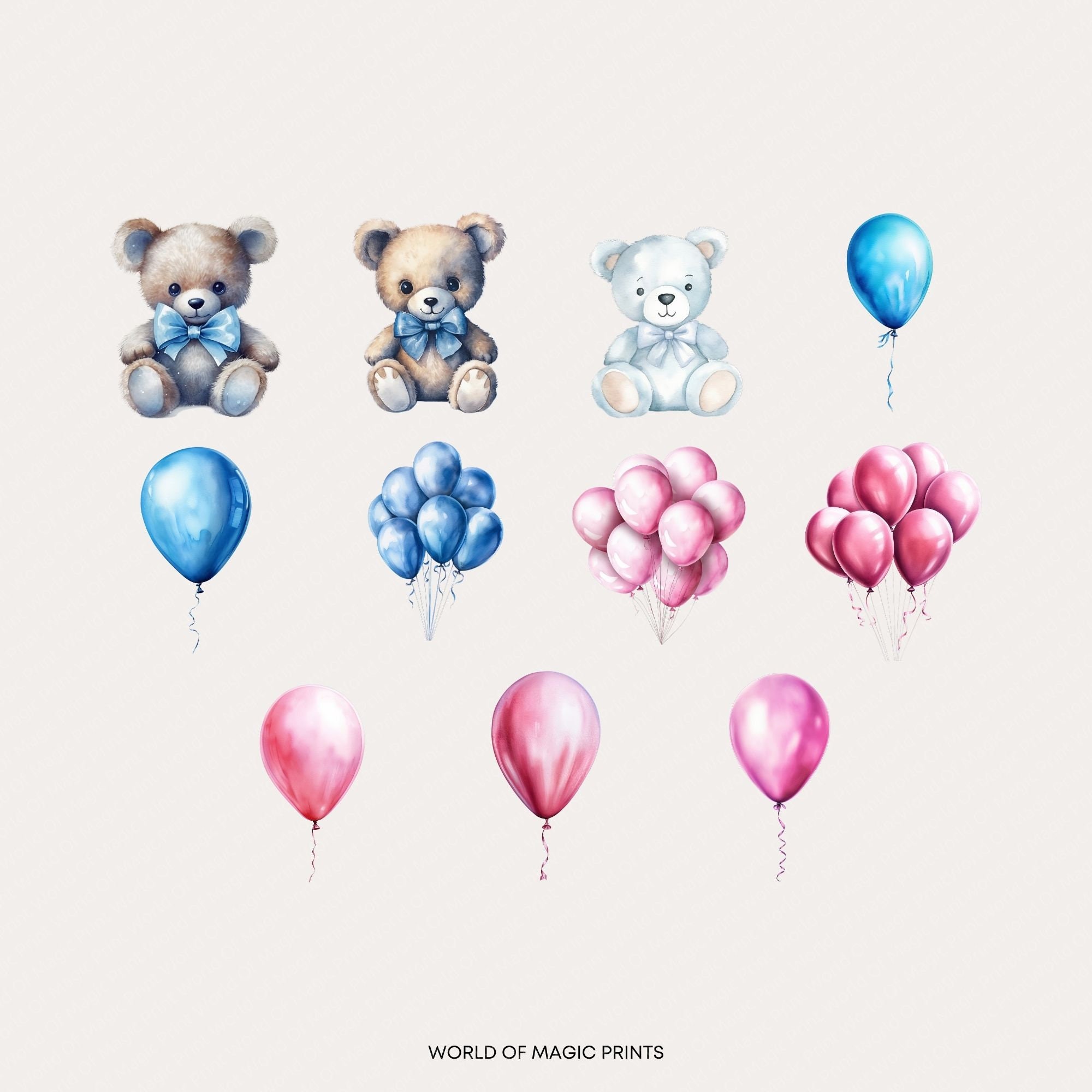 Teddy Bear PNG Clipart Set 27 High Quality Watercolor Cute - Etsy