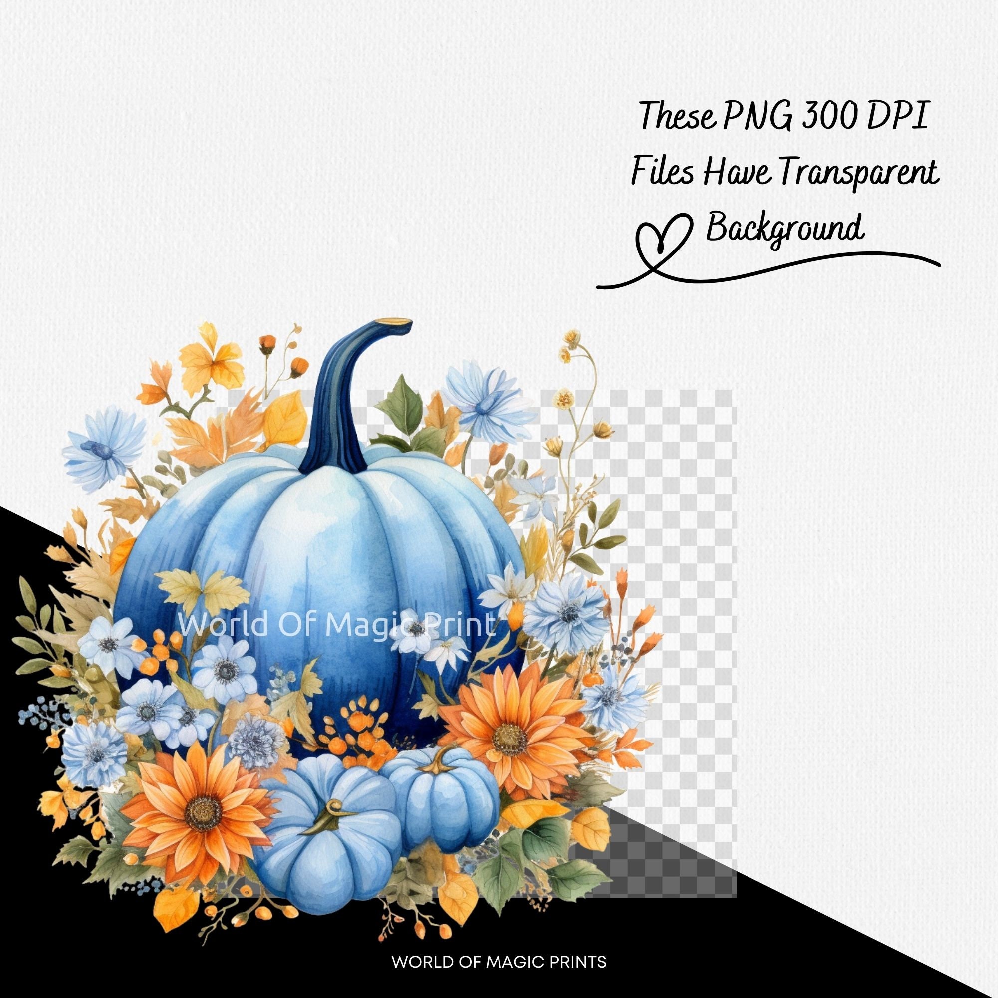 Halloween Pumpkin Clipart 21 PNG Watercolor Floral Pumpkins - Etsy
