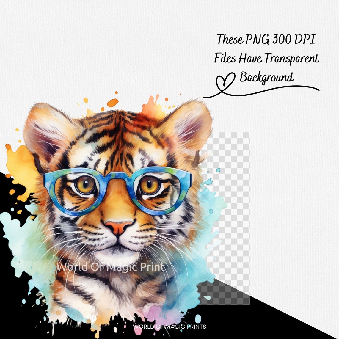 Watercolor Animal With Glasses Clipart | 13 High Quality PNG, Cute ...