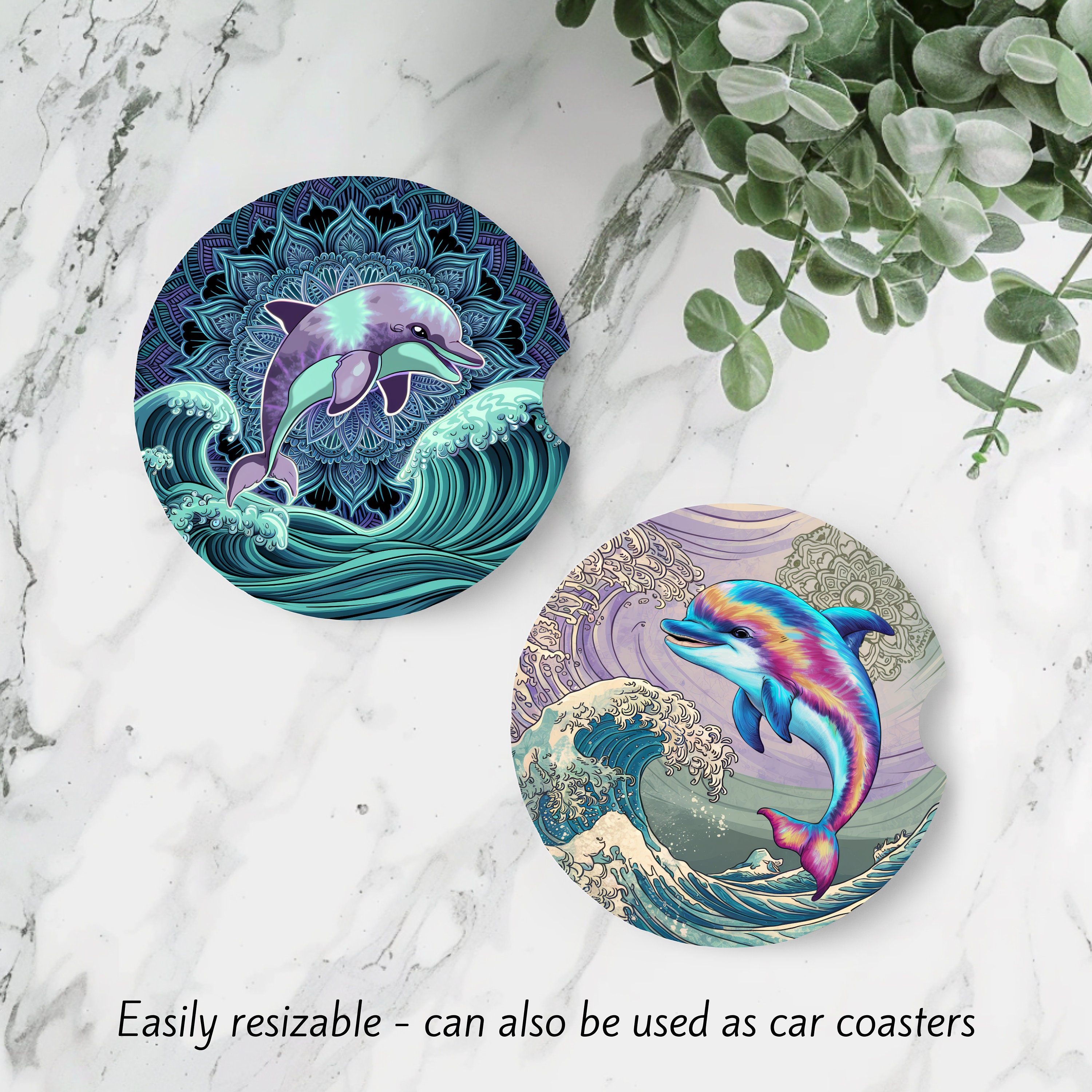 Dolphin Coaster PNG Ocean Beach Sublimation Bundle Tropical Square ...