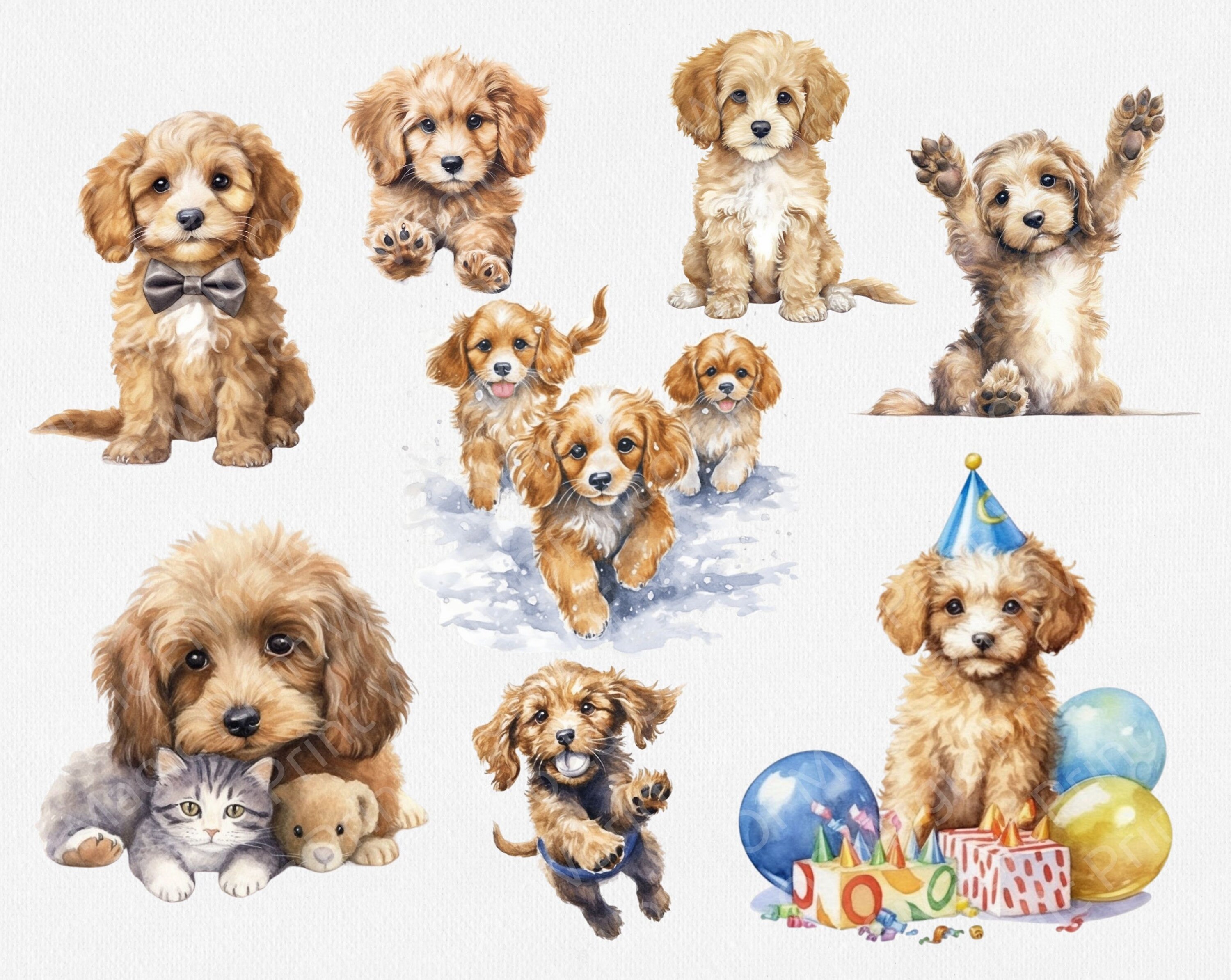Cavapoo Clipart 15 High Quality PNG Watercolor Clip Art - Etsy