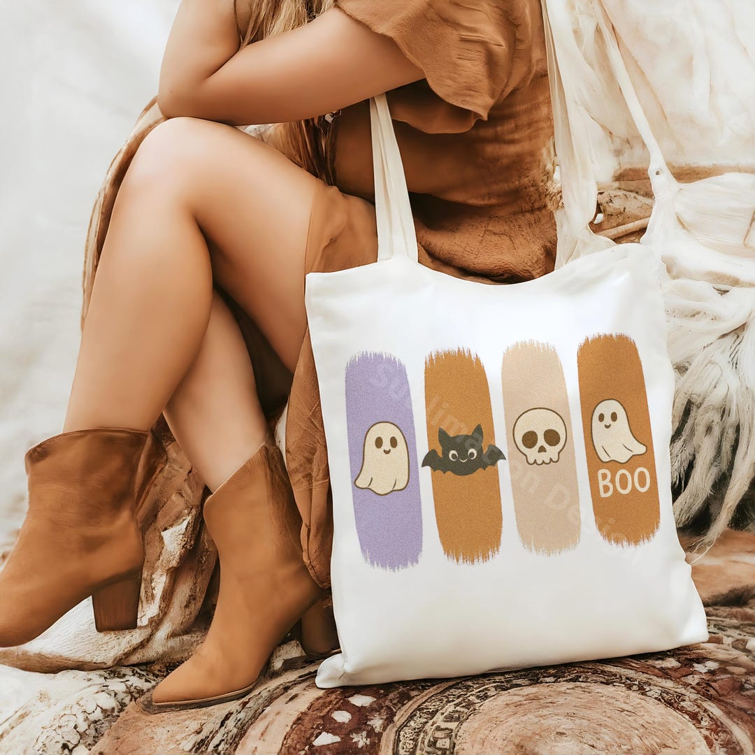 Cute Halloween PNG Sublimation, Ghost Bat Skull Brushstroke Design, BOO ...