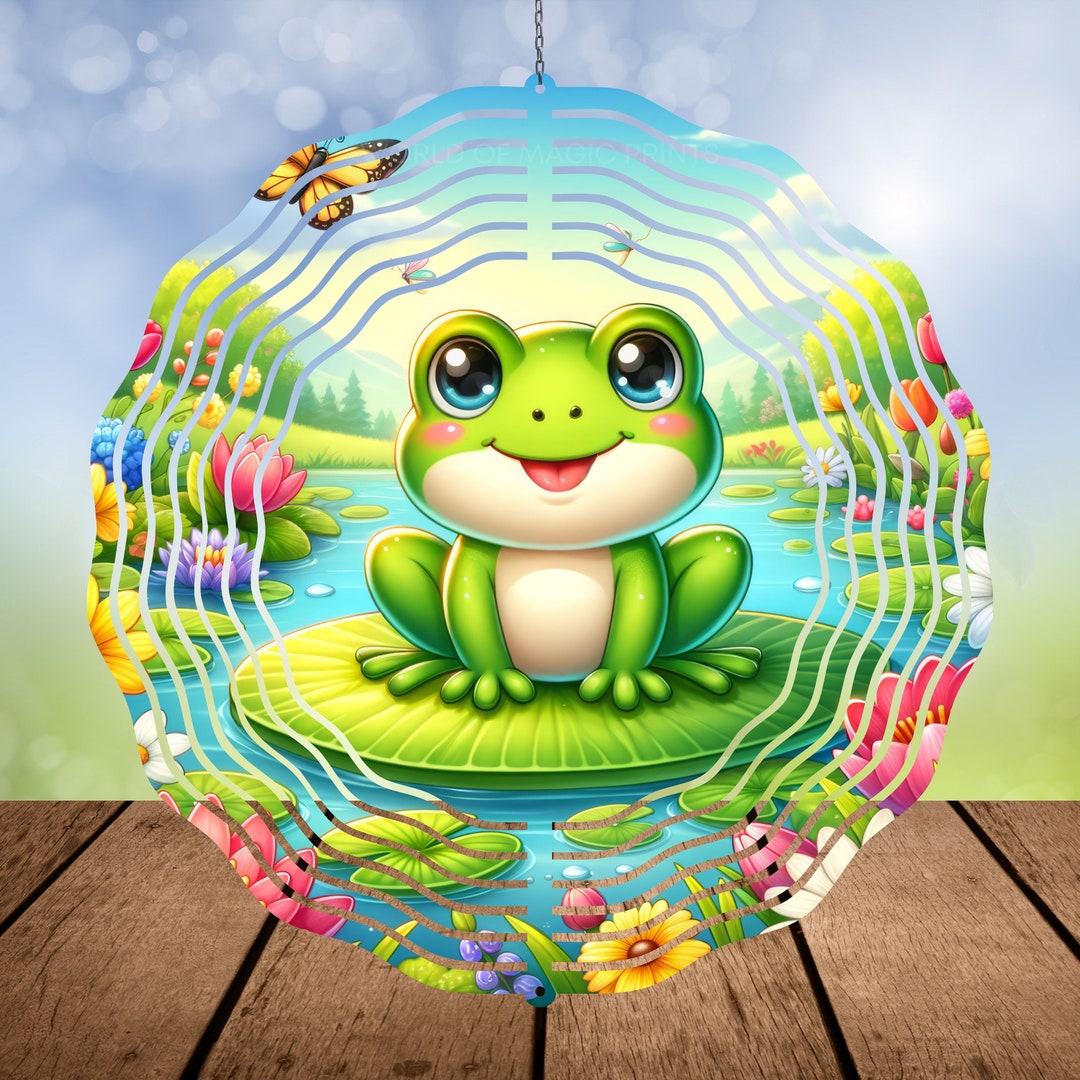 Cute Frog Wind Spinner PNG Adorable Nursery Wind Spinner Sublimation ...