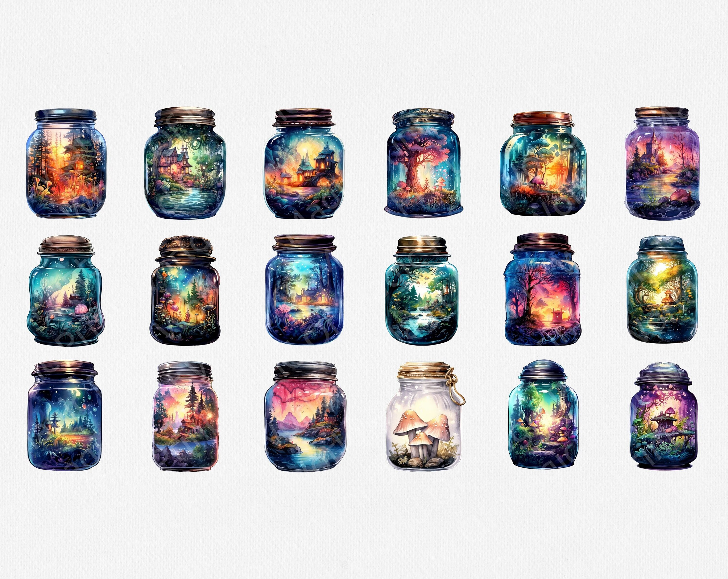 Magic Jar Clipart 40 PNG Watercolor Clip Art Magical Fantasy, Fairytale ...