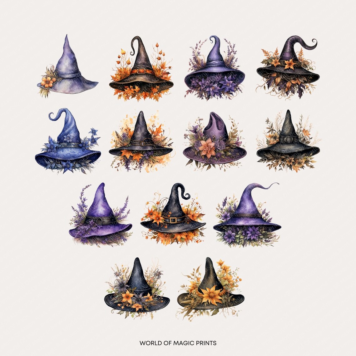 Halloween Witch Hat PNG, 20 Watercolor Witch Hat Clipart Bundle Fall ...