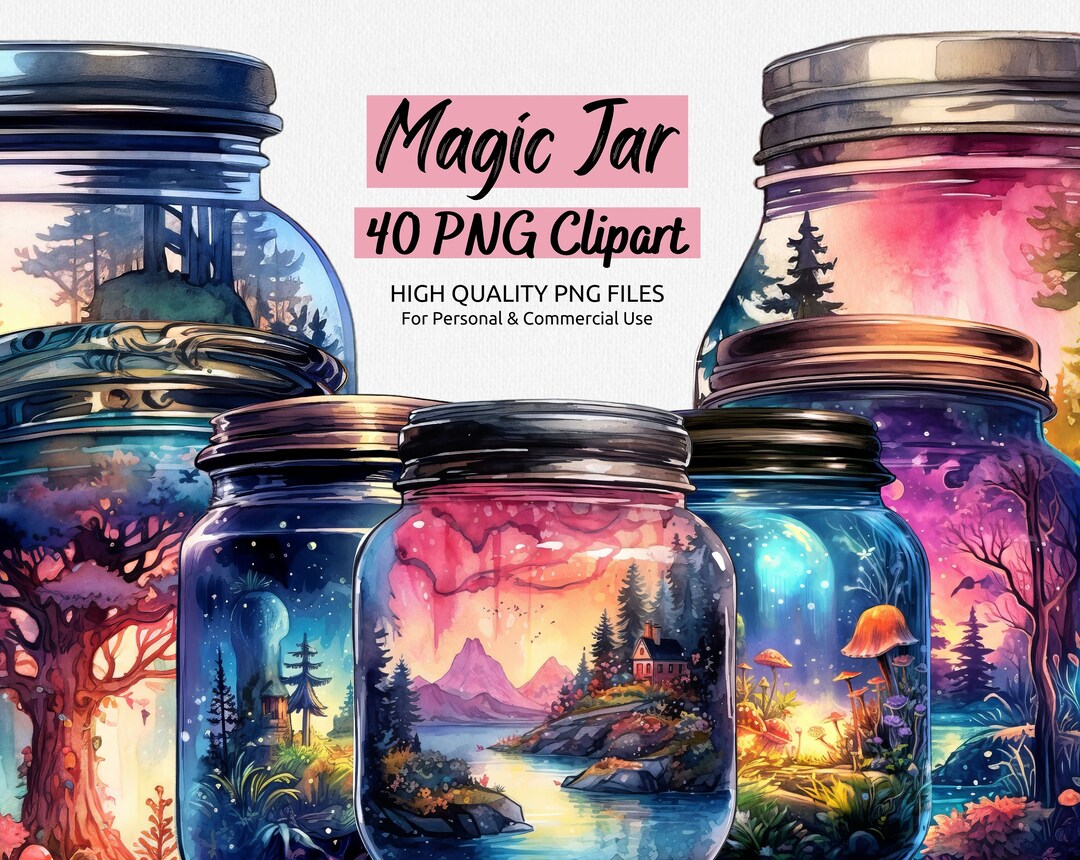 Magic Jar Clipart | 40 PNG Watercolor Clip Art Magical Fantasy ...