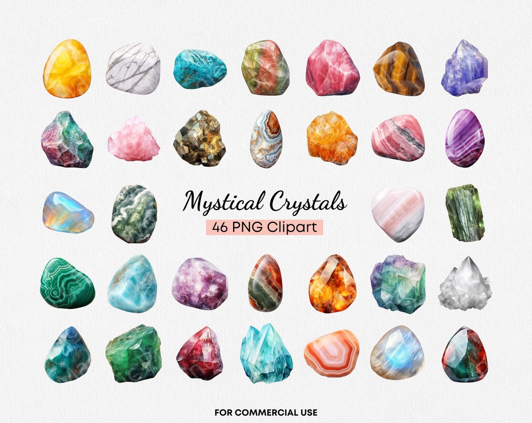 Gemstone Clipart, 46 Transparent PNG Mega Bundle, Crystals Clip Art ...