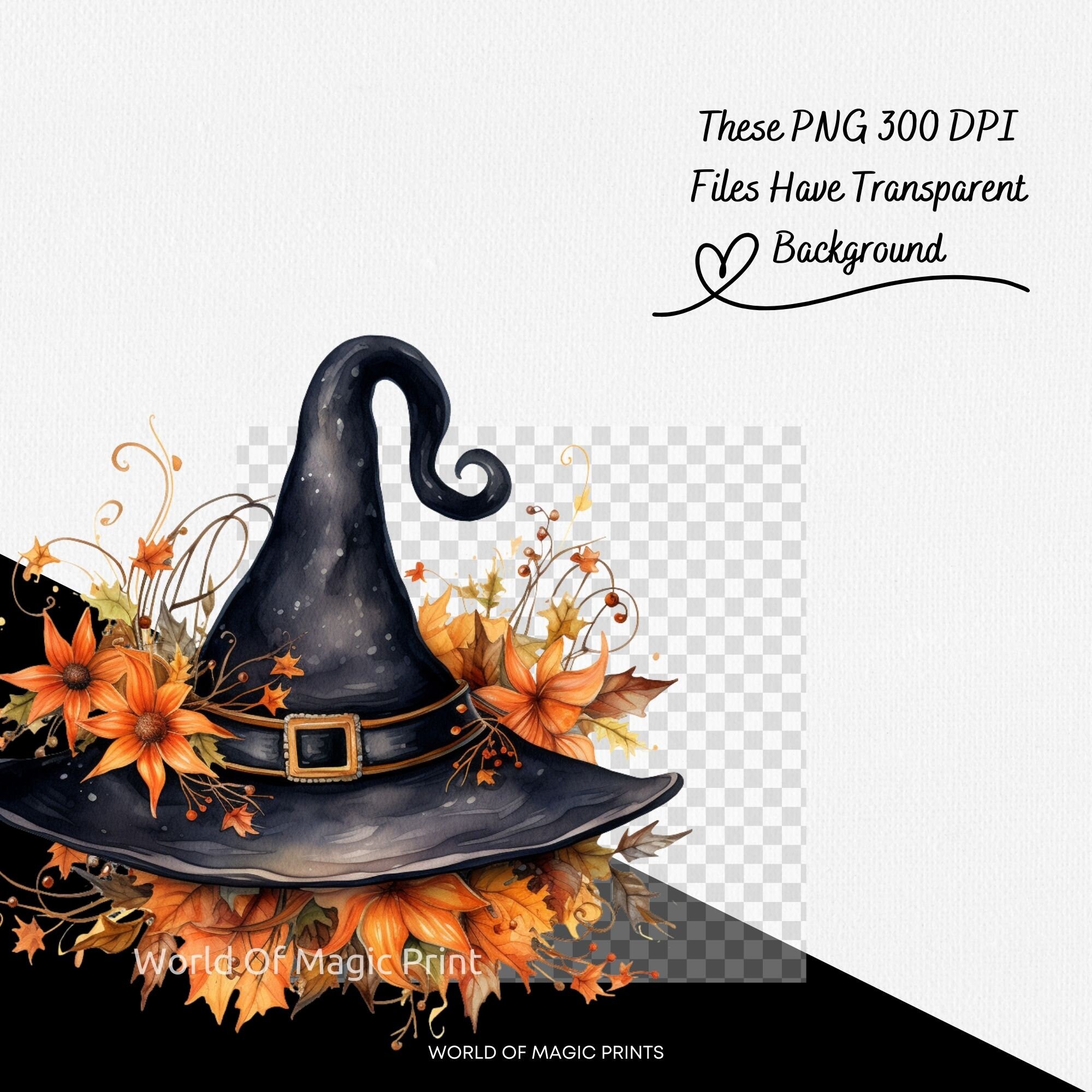 Halloween Witch Hat PNG, 20 Watercolor Witch Hat Clipart Bundle Fall ...