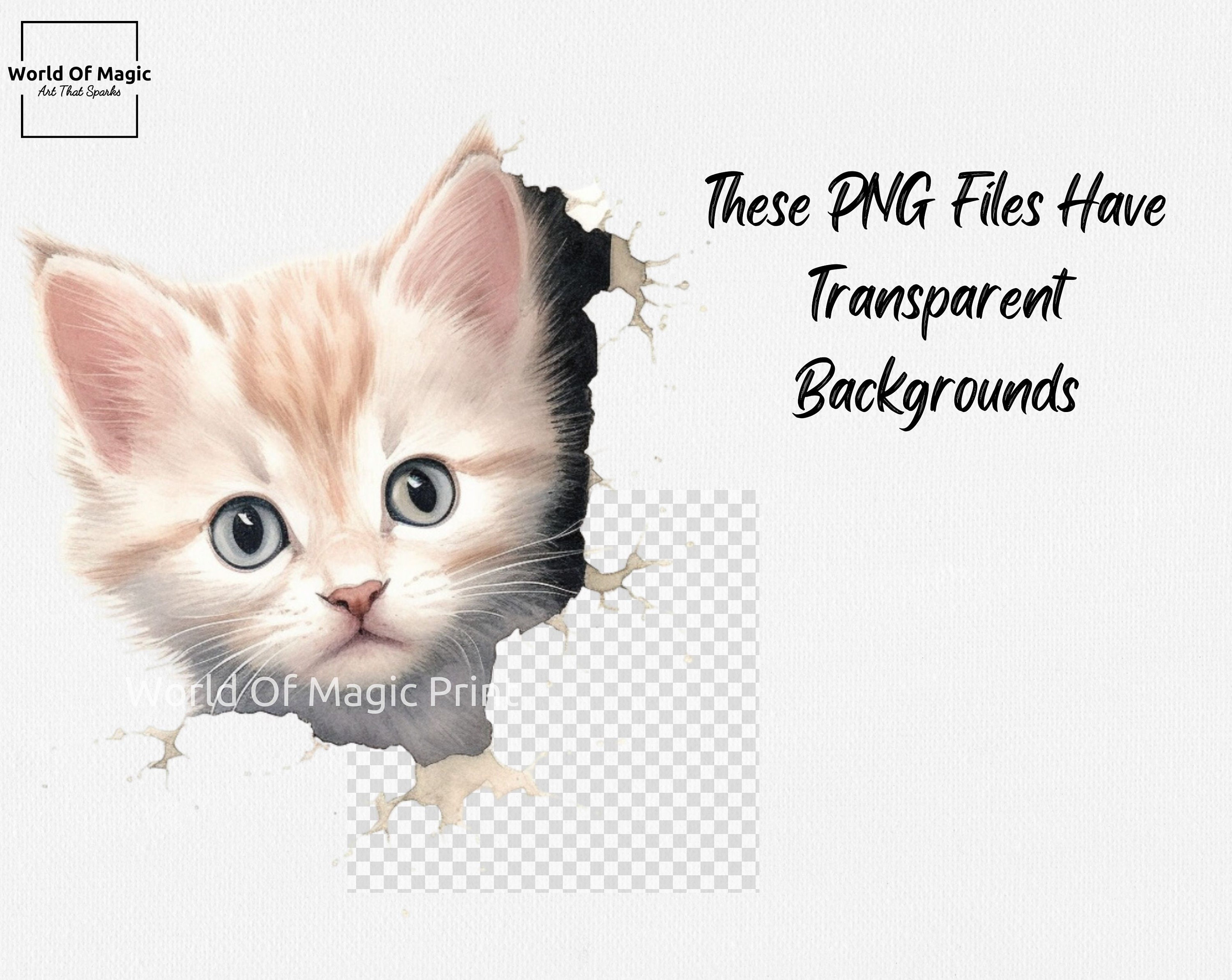 Peeking Cat Clipart Commercial Use, Cute Watercolor Cat Clip Art, 10 ...