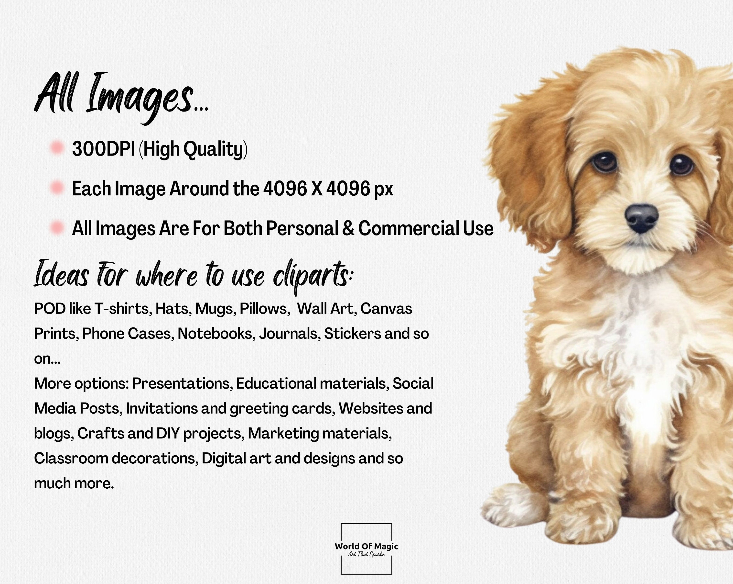 Cavapoo Clipart 15 High Quality PNG Watercolor Clip Art - Etsy