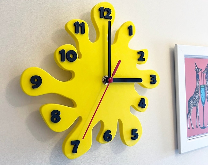 Paint Splat Clock Wall Mounted Colourful - Etsy