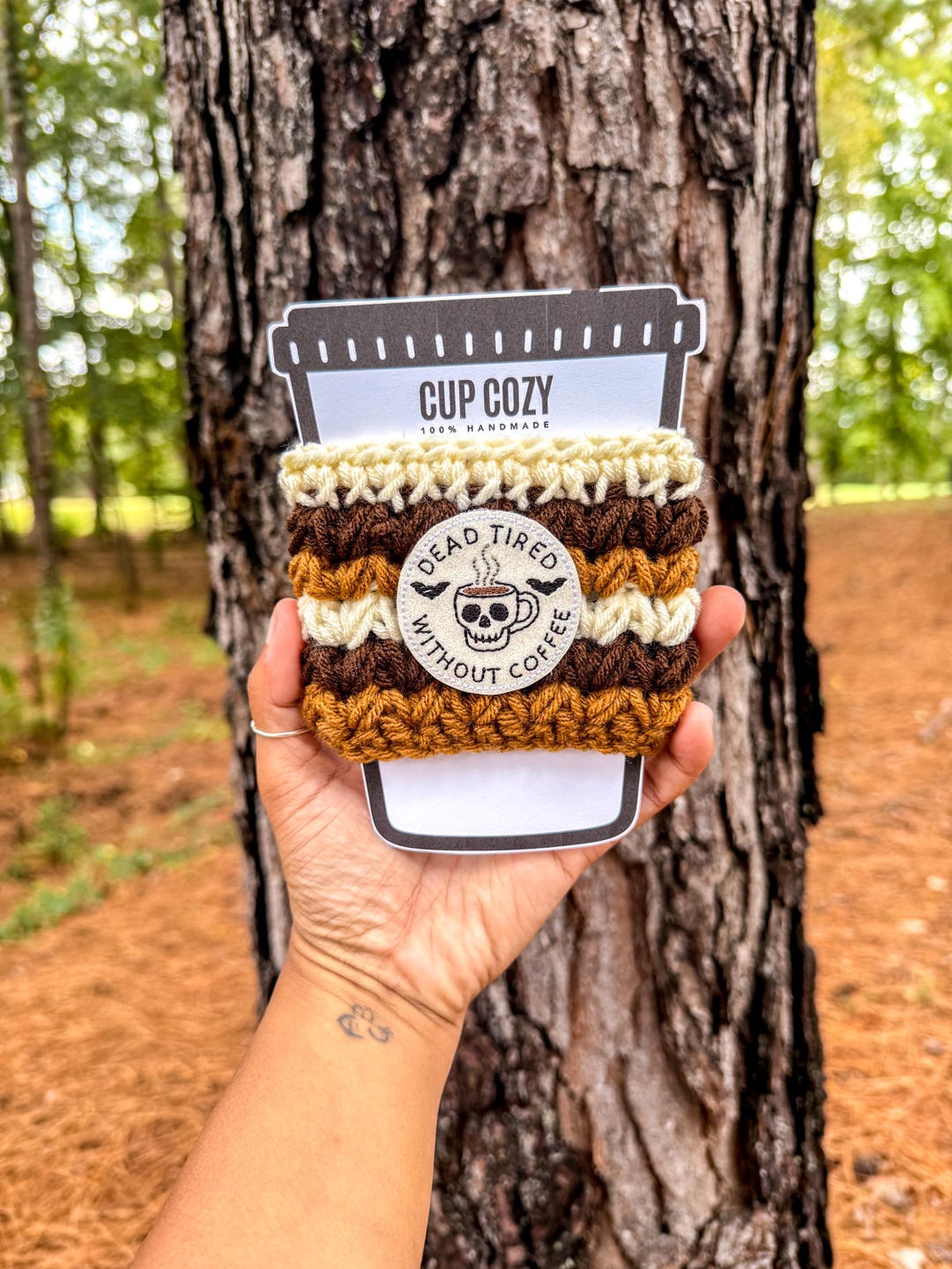 Dead Tired Without Coffee Cozy - Coffee Cozy - Coffee Humor - Crochet ...
