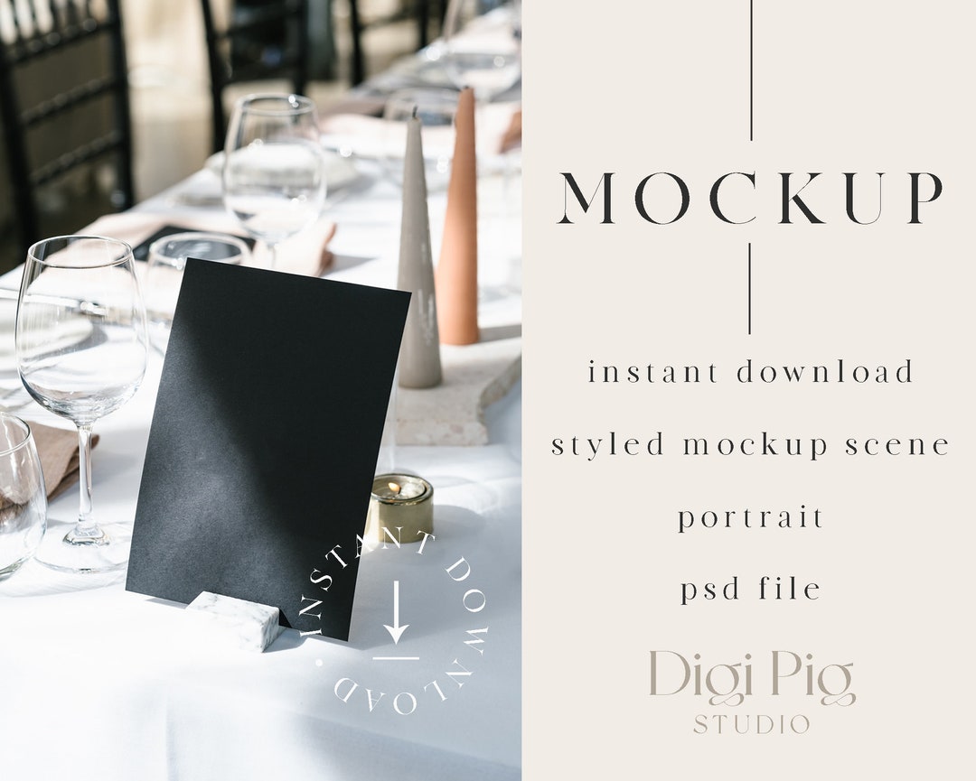 Black Table Name Sign Mockup. Wedding Menu (13) - Etsy