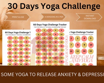 Printable Yoga Challenge Tracker, 30-day Yoga Challenge, Printable Yoga ...