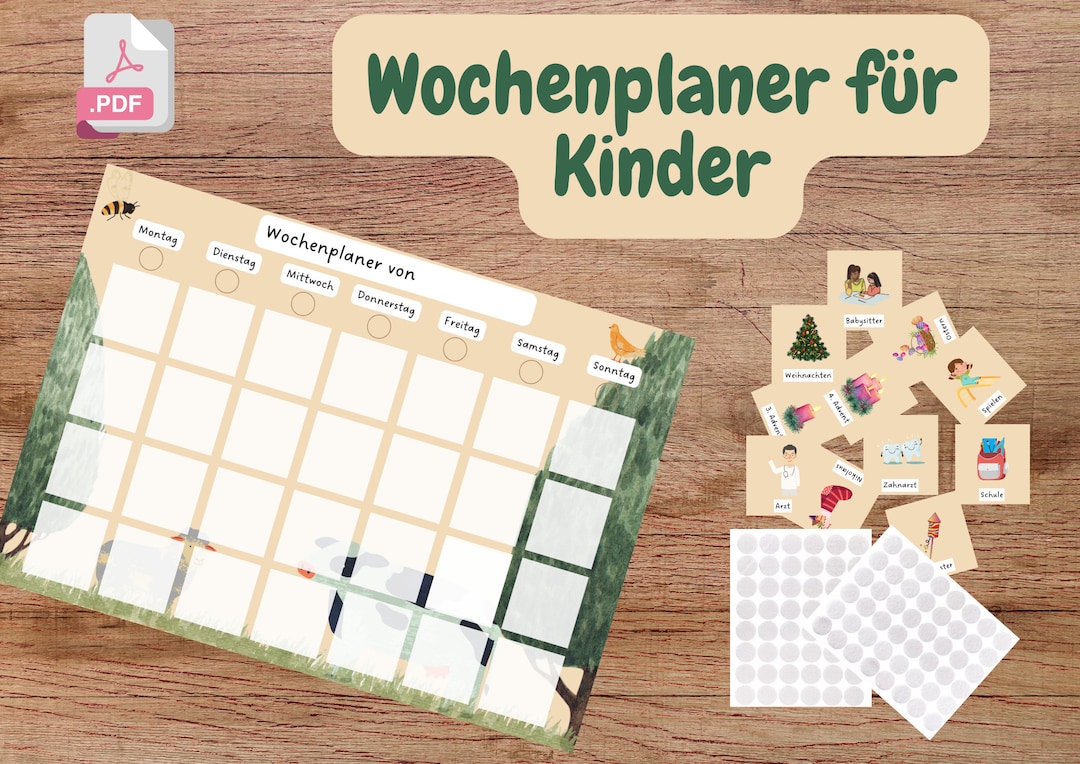 Personalisierbarer Wochenplan Kinder Montessori Kalender - Etsy