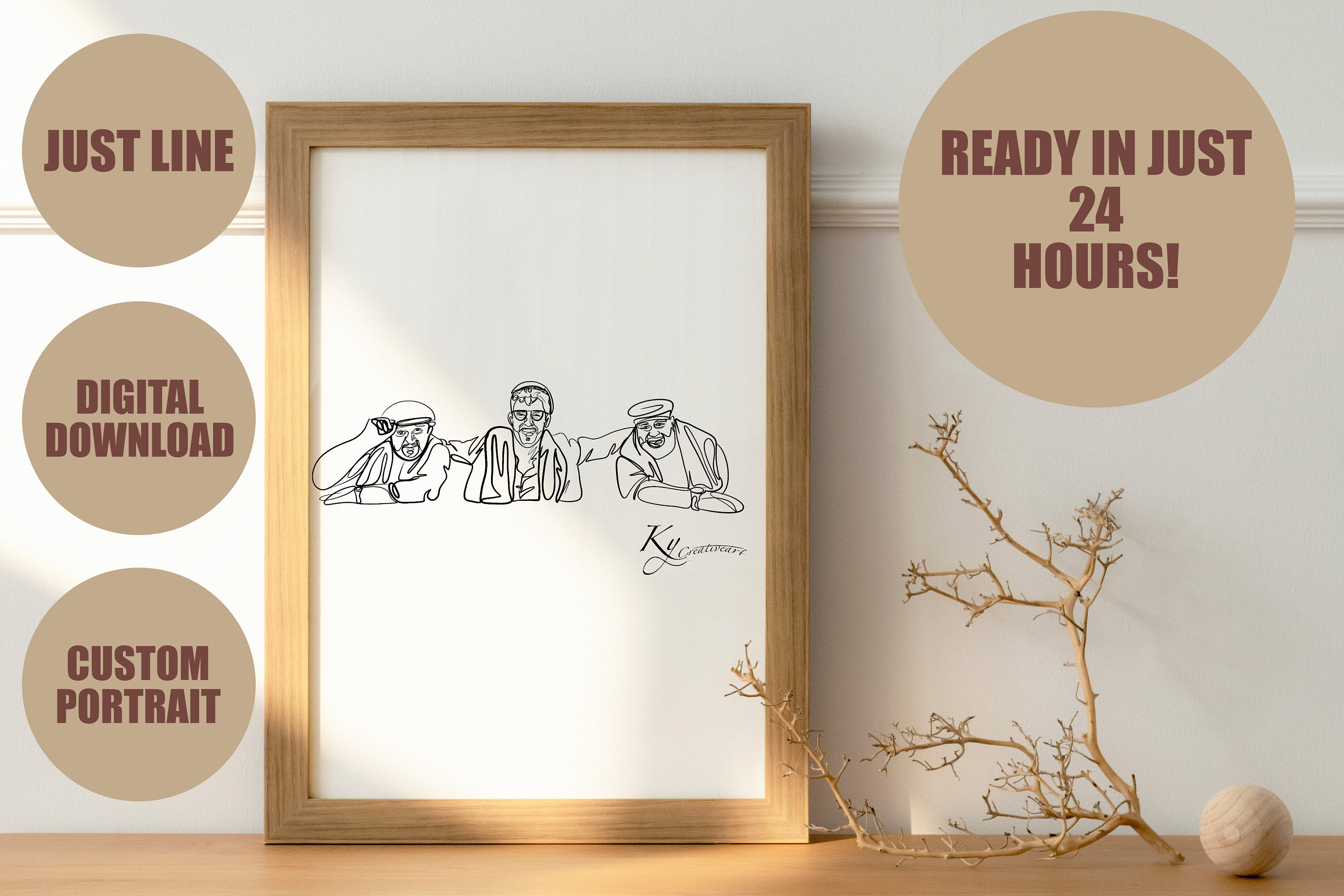 Dessin au trait à partir d'une photo, cadeau d'anniversaire ...