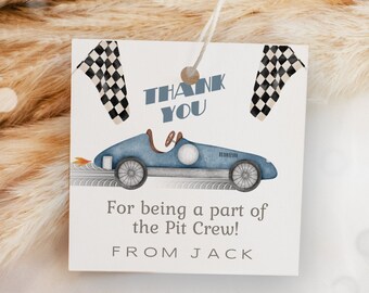 Editable Racing Favor Tags Race Car Birthday Thank You Label Growing up ...