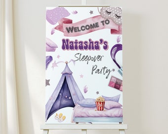 Editable Slumber Party Birthday Welcome Sign Sleepover Pajamas - Etsy