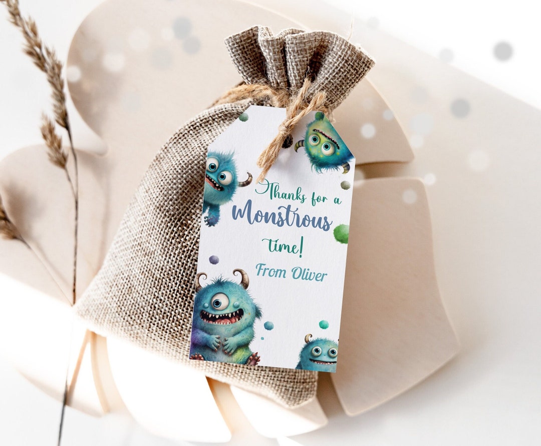 Editable Monster Party Favor Tags ,girls Gift Tags Labels,stickers ...