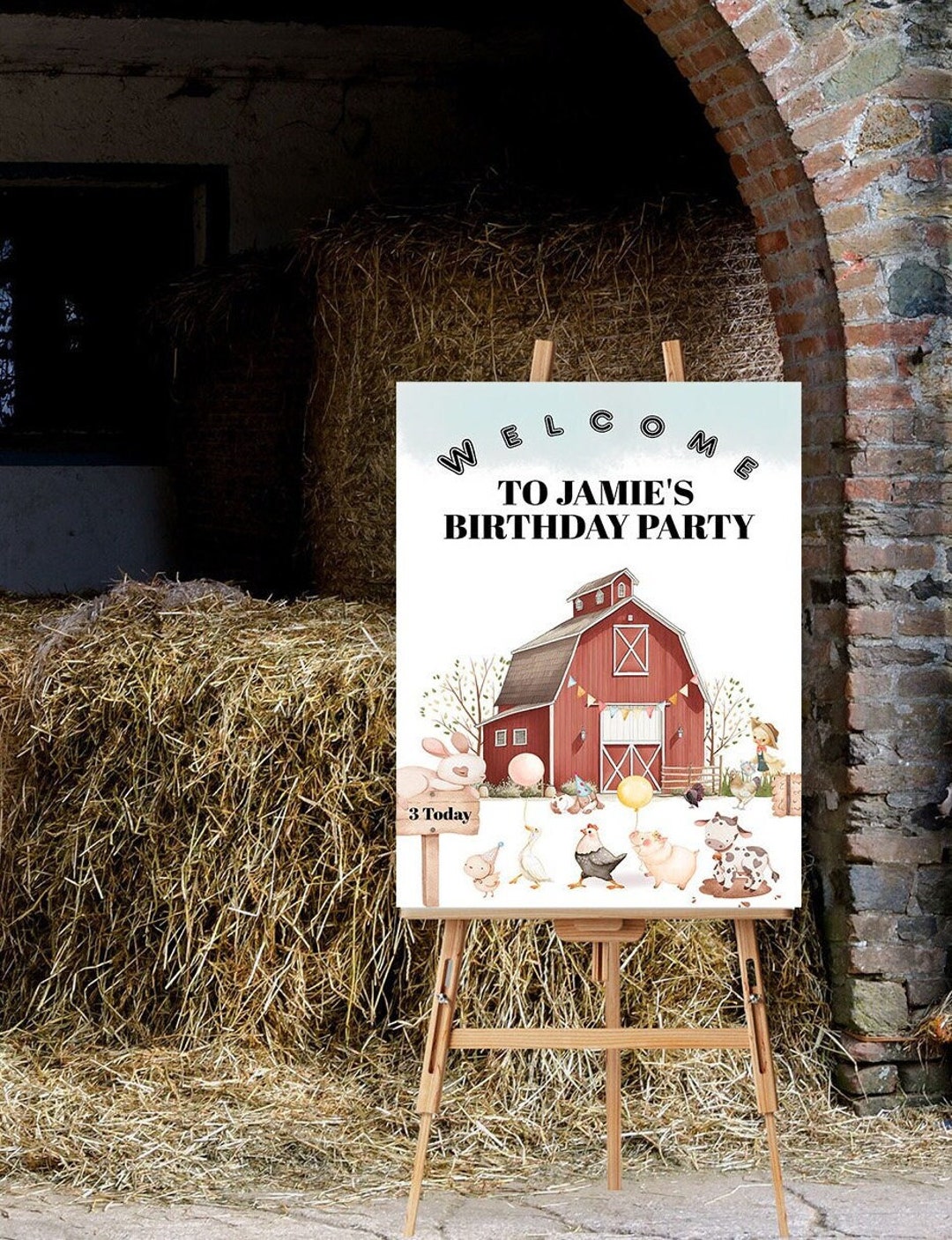 Editable Welcome Farm Animals Birthday Sign Party at the Farm A3 Sign ...