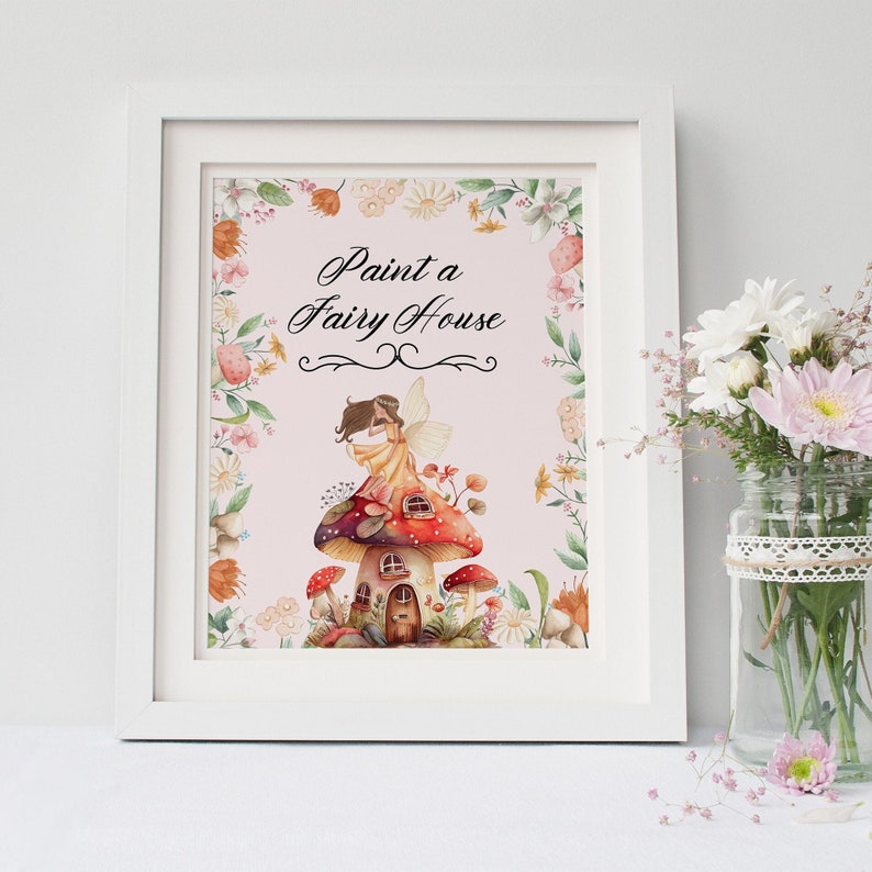 Printable Paint a Fairy House Sign,birthday Party Decor,table Sign ...