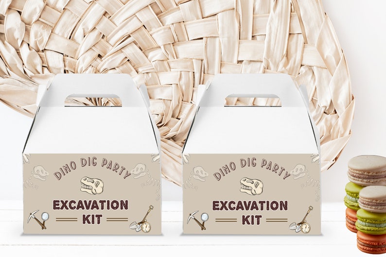 Editable Excavation Kit Label Dinosaur Gift Box Label, Birthday Party ...