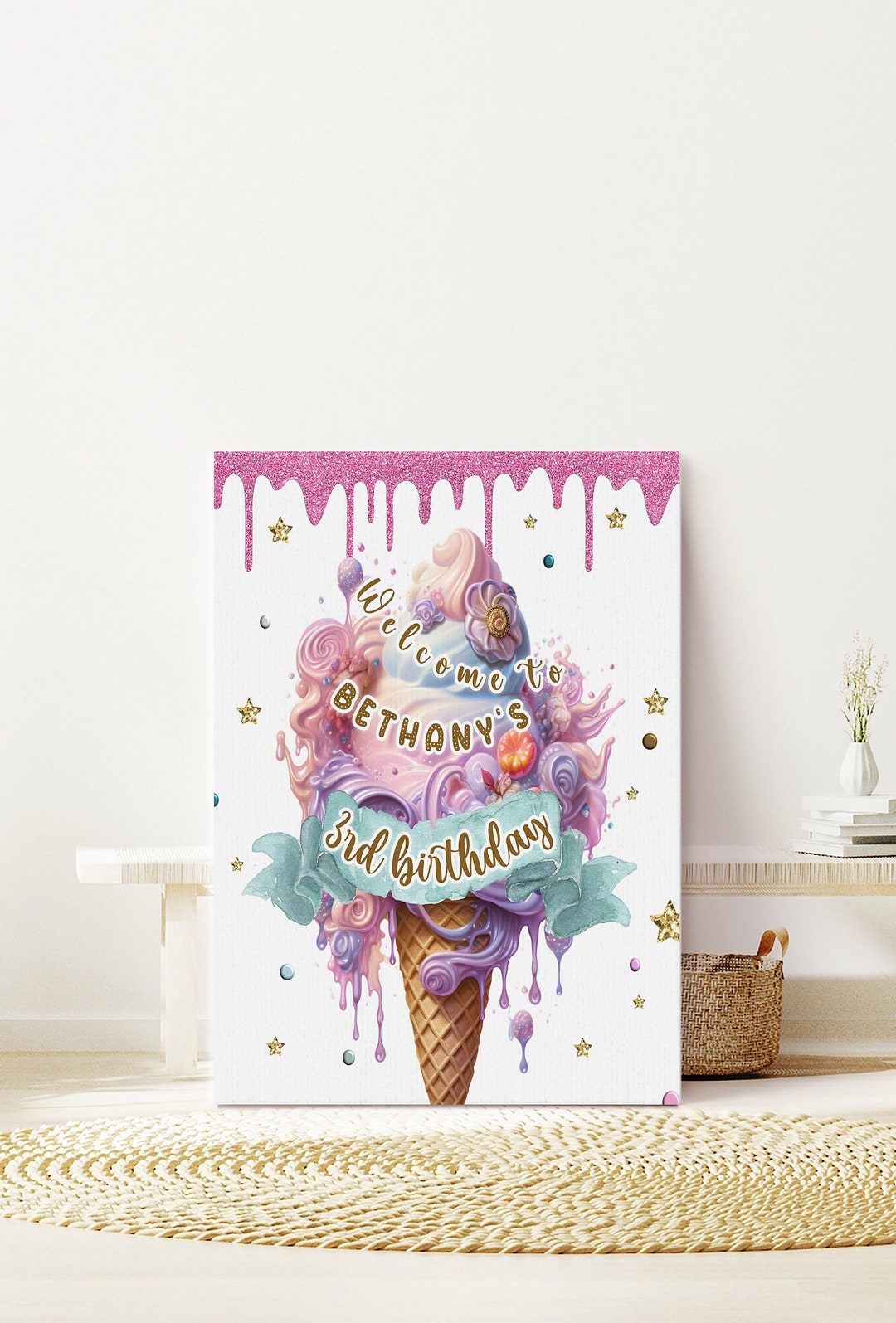 Editable Welcome Ice Cream Sign, Party Sign Sprinkles, Girls Sign ...